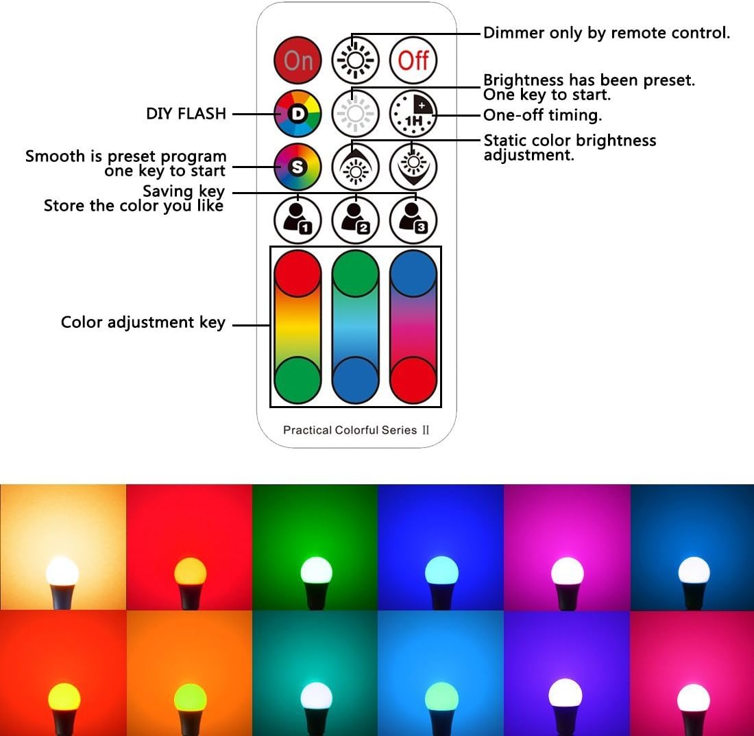 iLC Color Changing LED Light Bulb, 10Watt, 120 Colors, 2700K Warm Whit